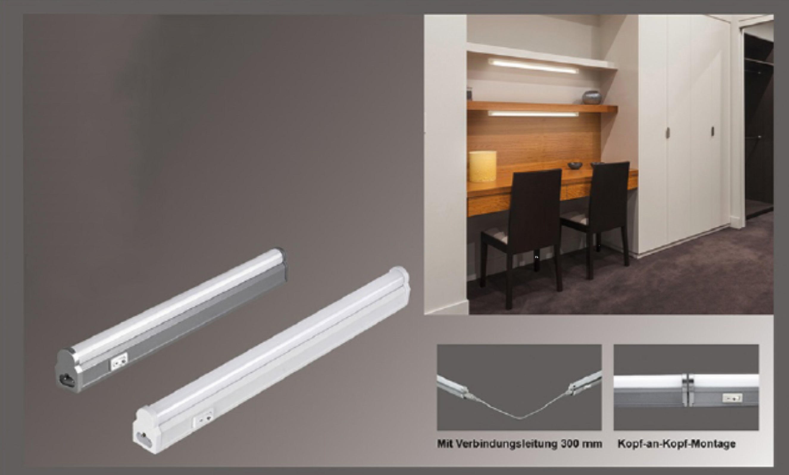 Unterbauleuchte Kaltweiß LED 31cm Lichtleiste Unterschrank Küchenlampe ...